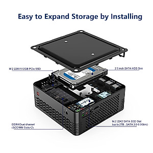 MINISFORUM Elitemini X500 Mini PC AMD Ryzen 7 5700G Desktop Computer, DDR4 16G RAM+512G SSD, HDMI/DP 4K@60Hz Output, 2X RJ45 Port, 4X USB3.1 Port, BT5.1, Radeon Graphics Tower PC