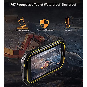 Sincoole Android Rugged Tablet, 7" IP67 Rugged Tablet Octa-Core CPU,Android 9.0, 4GB RAM,64GB ROM,Black