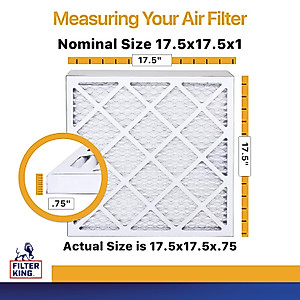 Filter King 17.5x17.5x1 Air Filter | 4-PACK | MERV 13 HVAC Pleated A/C Furnace Filters | MADE IN USA | Actual Size: 17.5 x 17.5 x .75"