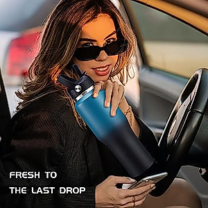 DIGJUPER 32oz Insulated Tumblers with Lid and Straw - Spout Lid, Cold-48H & Hot-24H, Slim Insulated Water Bottles that Fits in Cup Holder, Stainless Steel Tumblers Large Water Cup for Drive Trip Gym