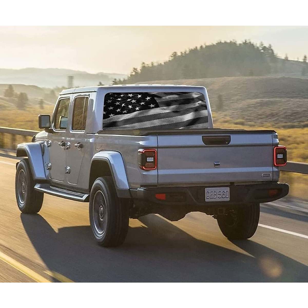 Truck Decals Flag Window Decal Black & White, Patriotic Decals for Trucks Back Window, Automotive Decals and Graphics Sticker Vinyl for Car Truck RV SUV
