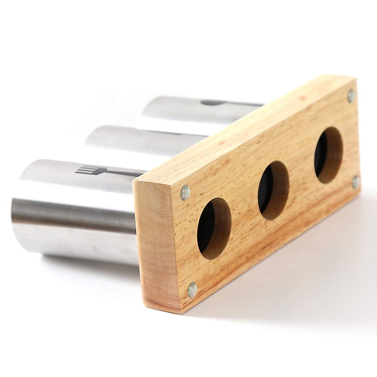 Aviddom Silverware Holder Stainless Steel Utensil Cutlery with Caddy and Bamboo Wood Base for Spoons Knives Forks Silverware Display Organizer Kitchen Dinner Table