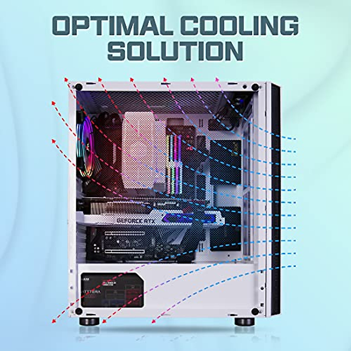 Zalman R2 White ATX Mid Tower Gaming PC Case, Mesh Front Panel, Tempered Glass, Top I/O Ports, 120mm Spectrum RGB LED Fan, Cooling System - White