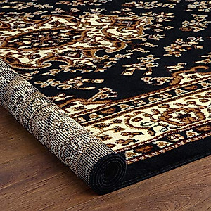 Antep Rugs Kashan King Collection Himalayas Oriental Polypropylene Indoor Area Rug (Black/Beige, 8' x 10')
