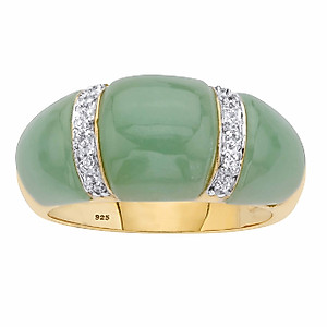 PalmBeach Yellow Gold-plated Sterling Silver Genuine Green Jade and Round Genuine Topaz Dome Ring Sizes 6-10 Size 8