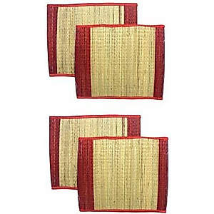 Pooja Aasan Pooja Mat Yoga Aasan Yoga Mat Aasan mat Aasan for Pooja Peck of 4 Size 18x18 inch ( Pink, Brown)