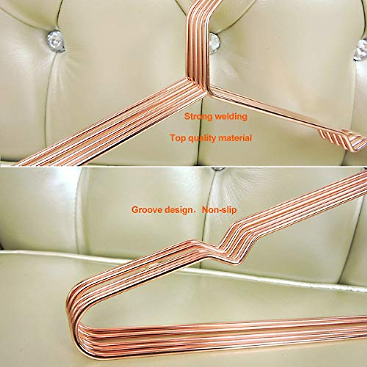 CertBuy 30 Pack Strong Metal Hanger 16.5 Inch, Metal Wire Clothes Hangers Coat Hanger Standard Hangers with Anti-Slip Grooves for Everyday Use, Rose Gold