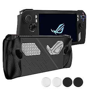 Yebowe Silicone Protective Case for Rog Ally, Handheld Game Console Protector Cover Skin with 4 Thumb Grips Caps Soft Non-Slip Flexible Shockproof ROG Ally Accessories 2023, Black