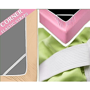 Clara Clark 1800 Series Bed Sheet Sets - Stay fit on Mattress with Elastic Straps at Corners - King, Light Blue Aqua