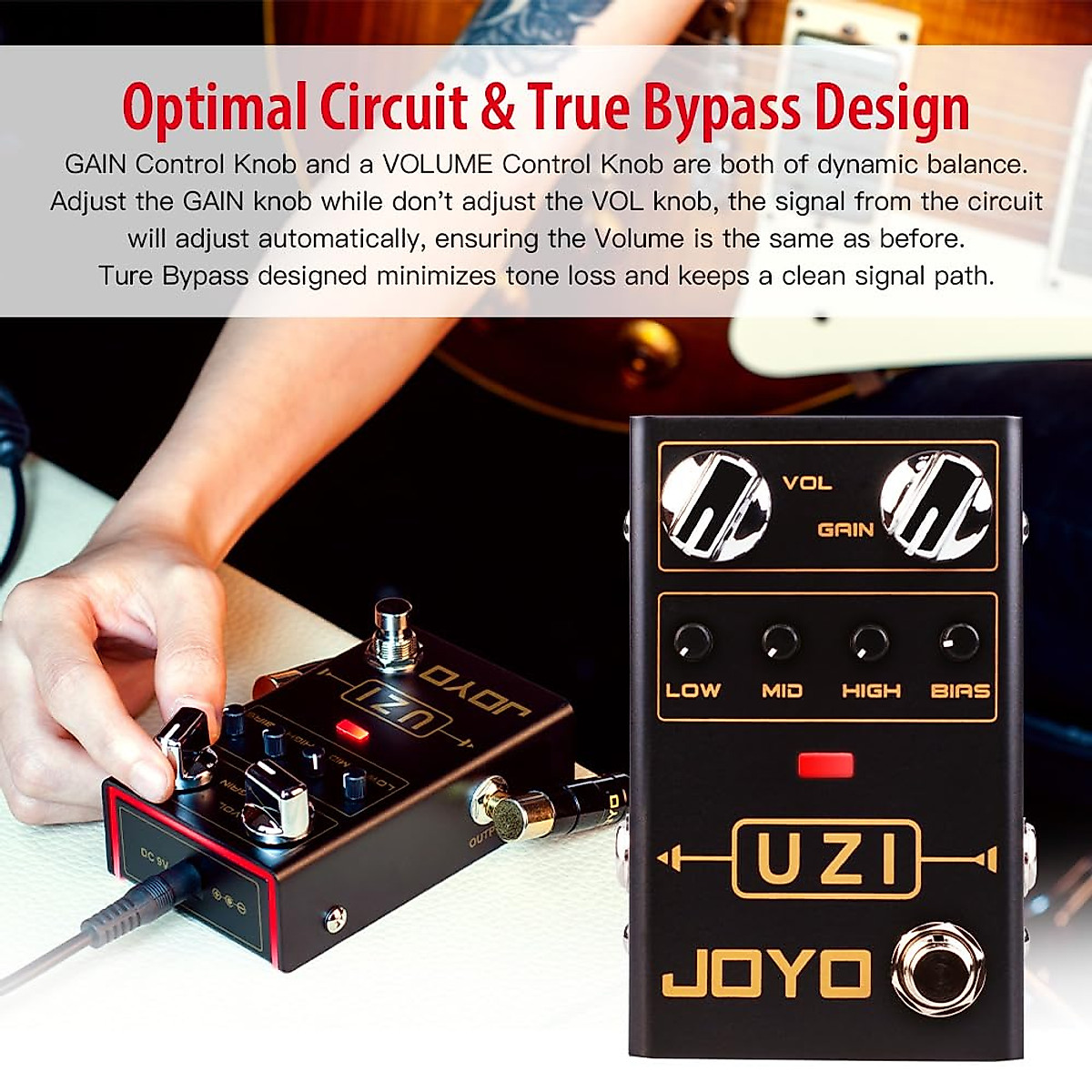 JOYO Distortion Pedal R Series Heavy Metal Dist Between American and British for Electric Guitar Effect (UZI R-03)