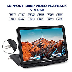 NAVISKAUTO 17.9" Portable DVD Player with 15.6'' Large Screen Free Carry Bag Rechargeable Battery Support HDMI Input, 1080P Video, MP4, Sync Screen, Last Memory, AV in & Out, Region Free, USB