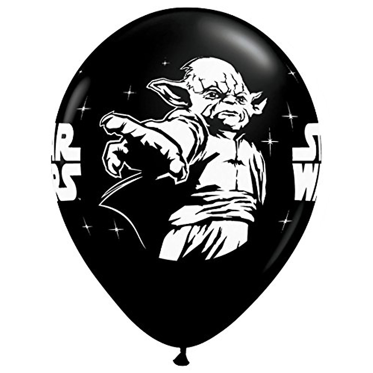Qualatex Star Wars Biodegradable Latex Balloons Onyx Black with White Prints All-Around of Darth Vader and Yoda, 11-Inch Round (12-Units)