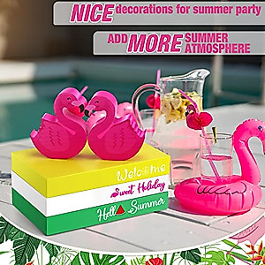 5 Pieces Summer Wooden Book Decor Flamingo Tiered Tray Decor Summer Tiered Tray Decor Farmhouse Hello Summer Sweet Holiday Stacked Book Decor Wood Table Centerpieces for Shelf Kitchen Party Decoration