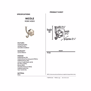 Alno A7799-PN Traditional Nicole Robe Hooks, Polished Nickel