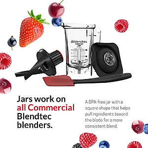 Blendtec 37 oz Twister Jar Commercial Grade, Spectacula Spatula and Mini Gripper Lid - Replacement Blender Jar Set for Shakes, Smoothies, and Thick Blends - 16 oz Blending Capacity