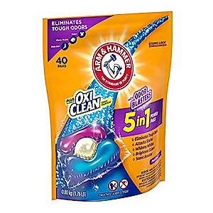 Arm & Hammer Plus OxiClean With Odor Blasters LAUNDRY DETERGENT 5-IN-1 Power Paks, 40CT (Packaging may vary)