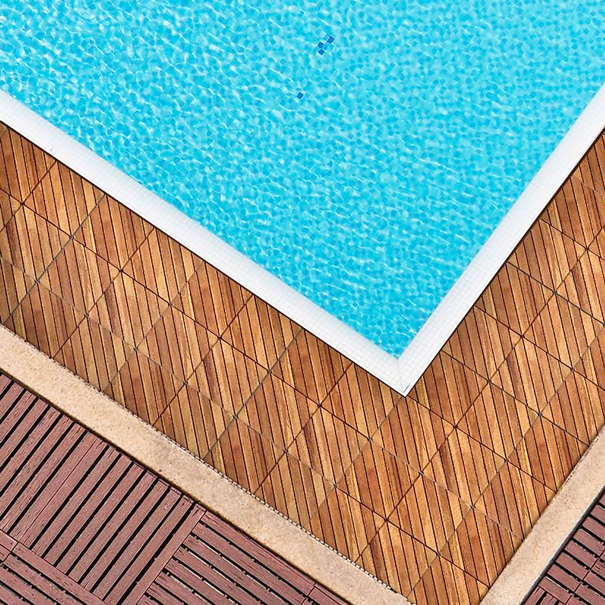 Interlocking Deck Tile (Pack of 10, 12"x12") Acacia Hardwood Deck Tile, Interlocking Patio Tile in Solid Acacia Wooden Oiled Finish Waterproof all Weather Perfect for Indoor Outdoor(Golden Teak Color)