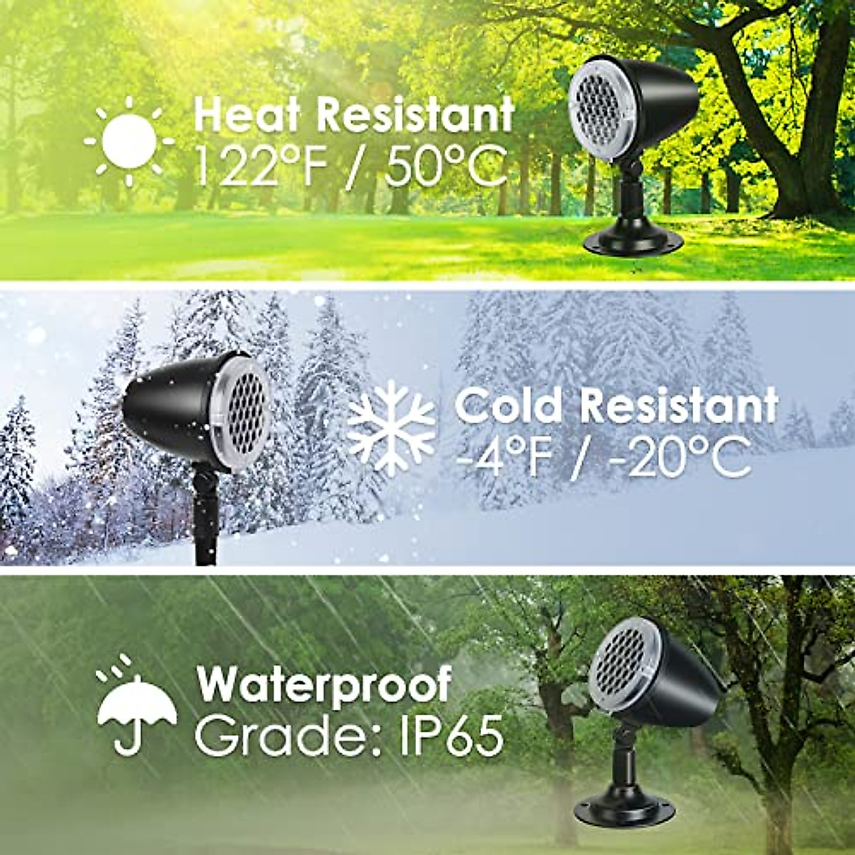 Anoak 2PCS Christmas Projector Lights Outdoor, Waterproof LED Christmas Decorations, Movable Snowflakes LED Light Projector for Christmas themed parties, family birthday parties and garden decoration.