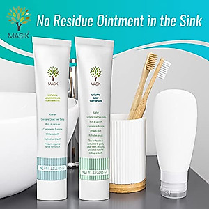 Masik Toothpaste Without Mint, Whitening Stain Removal, Dead Sea Salt Mineral & Essential Oils for Sensitive Teeth Gum Health - Fluoride & Foam Free, Non-SLS, Made in Israel (Lemongrass 3 Pack)