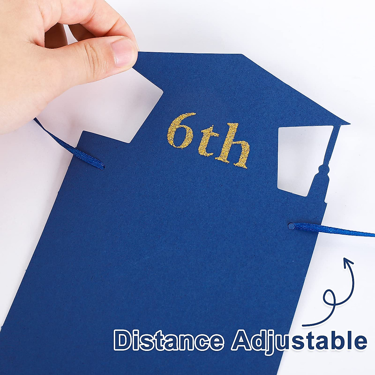 Whaline 2Pcs Graduation Photo Banner, Congrats Grad Banner, No DIY Require Hanging Bunting, Kindergarten to 12th Grade Picture Garland, Black Gold Glitter Banner for Grad Party Decor, 5 x 7 inch