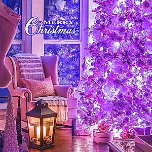 JMEXSUSS Connectable 100 LED Purple Christmas Lights Indoor, 8 Modes Plug in Purple Lights Clear Wire, 33ft Purple Christmas Tree Lights Outdoor for Christmas, Tree, Garden, Bedroom
