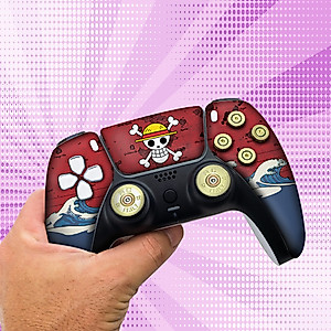 One Peice Bullet Custom PS-5 Controller Wireless compatible with Play-Station 5 Console by BCB Controllers | Proudly Customized in USA with Permanent HYDRO-DIP Printing (NOT JUST A SKIN)