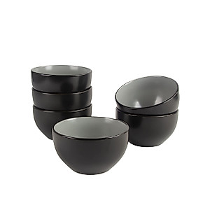 10 Strawberry Street Two Tone Coupe 5.5”/24 Oz. Cereal Bowl Set Of 6, Black/Gray