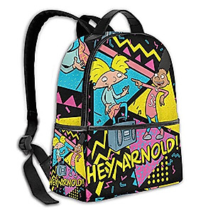 Shanke Hey Arn-Old Black Backpack, Classic Men's and Women's Backpack with Cartoons.