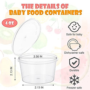 Didaey 100 Pcs Disposable Baby Food Freezer Storage Containers Plastic Food Storage Containers with Hinged Lids 4 oz Snack Containers Food Prep Containers Baby Puree Containers, Stackable, Leakproof