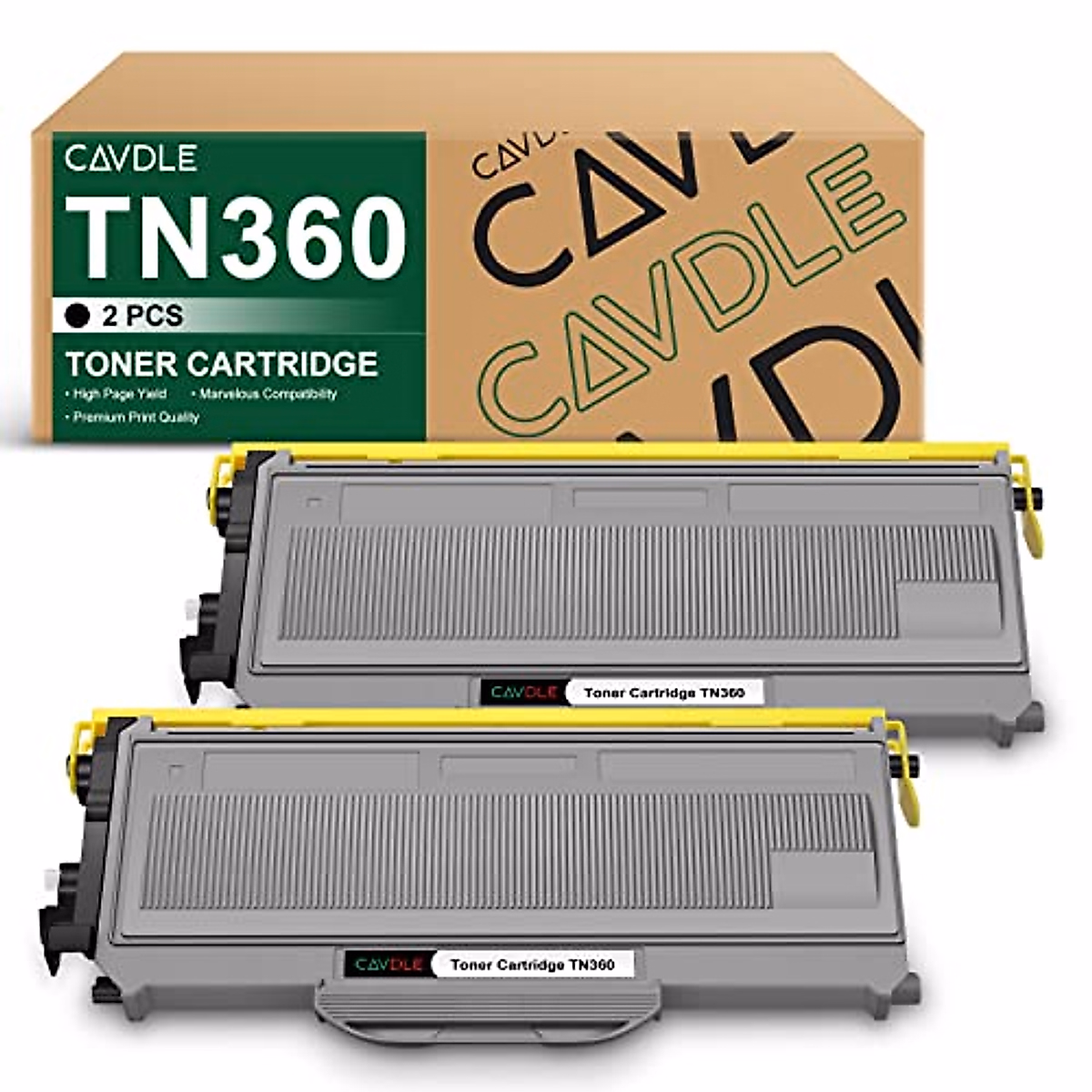 CAVDLE TN360 2-Packs Compatible Toner Cartridge Replacement for Brother TN360 Work with Brother DCP-7030 DCP-7040 MFC-7340 MFC-7440N MFC-7840W HL-2140 HL-2150 HL-2170W Black-2 Packs
