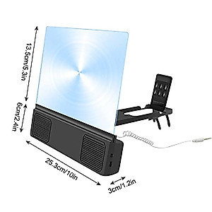 BMFHJEQ 12 inch Mobile Phone Screen Magnifier with Audio, 3D HD Blue Light Proof Ultra-Thin Screen Phone Magnifier, Mobile Phone Holder, for All Smartphones Movies, Videos, and Gaming Projector