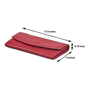 Zinda Genuine Leathers Women’s Wallet Purse Flap Over RFID Protection (Crimson)