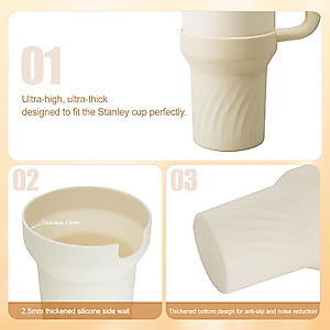 Guacalloon Silicone Boot for Stanley Cup 40oz Quencher, Beige Boot Sleeve Cover Fit with Stanley H2.0 and Quencher Adventure Tumbler Accessories (40 oz, Beige)