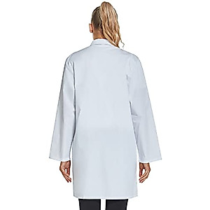 VOGRYE Professional Lab Coat for Women Men Long Sleeve, White, Unisex (Small, White)
