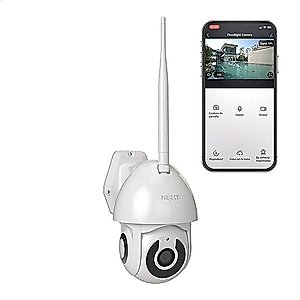 NEXXT 2K Outdoor PTZ Security Camera with Wi-Fi, Weather Resistant, 355° Coverage, Smart Motion Detection and Tracking, Two-Way Audio, Night Vision, Cloud Storage, Alexa, Wired | Camara de Seguridad
