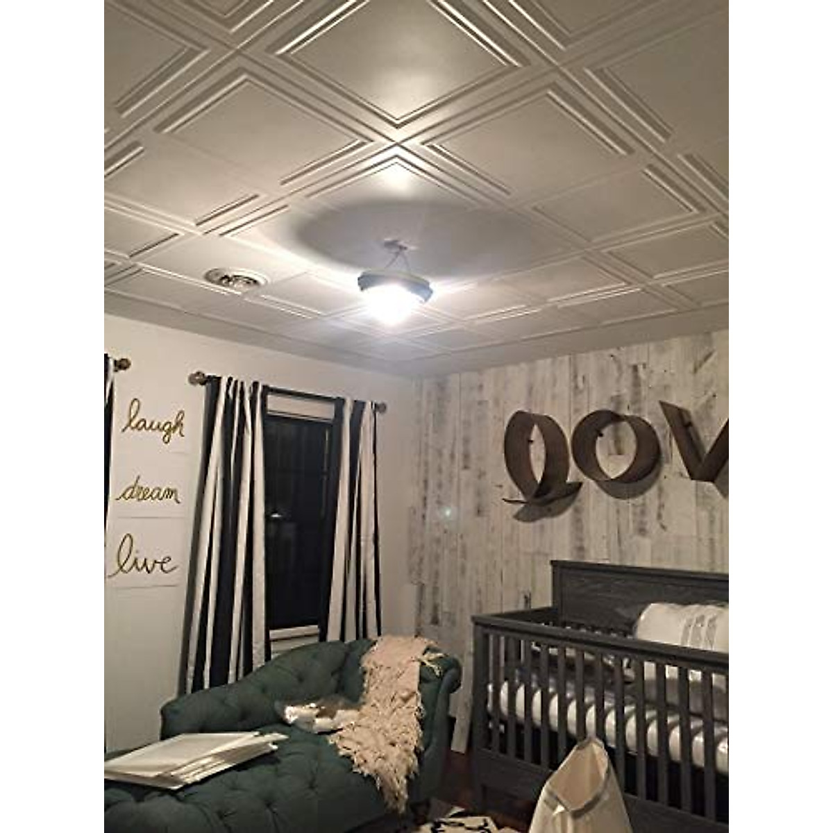 A La Maison Ceilings R24 Line Art Foam Glue-up Ceiling Tile (128 sq. ft./Case), Pack of 48, Plain White