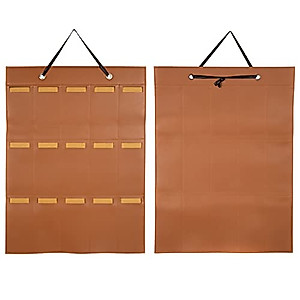 Sunnies Spot! Leather Hanging Glasses Sunglass Wall Holder Organizer With 15 Storage Slots (Brown)