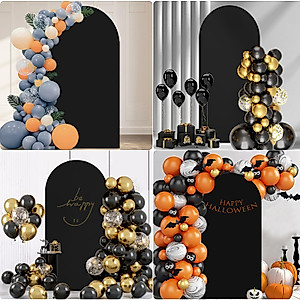 7.2FT Arch Backdrop Cover, Arch Stand Background Spandex Covers Fitted Round Top Wall Backdrop Stretchy Fabric for Wedding Ceremony Birthday Party Banquet Decoration Black