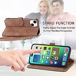 ONV Wallet Case for Oppo Realme 7 Pro - with Zipper Wrist Strap Emboss Flower Flip Phone Case Card Slot Magnet Leather Shell Flip Stand Cover for Oppo Realme 7 Pro[SZY] -Brown