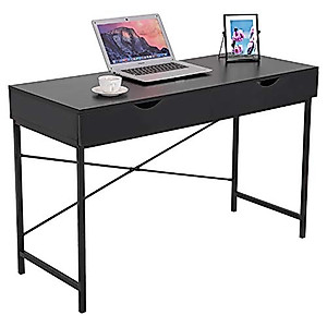 Home Computer Desk for Small Space Office Desk Corner Computer Desk Small Computer Desk with Drawer & Storage Shelves Computer Desk Computer Workstation Bedroom Laptop Desk Students Writing Desk Black