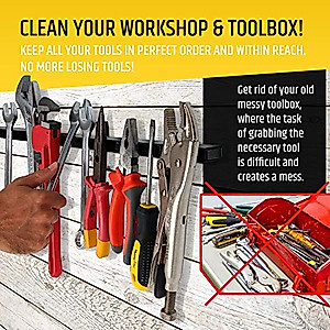 24" Heavy-Duty Magnetic Tool Holder (Upgraded Version) - Extremely Powerful Magnetic Pull Force to Hold Heavy Tools - Professional Space-Saving Magnetic Tool Bar - Metal Tool Organizer Rack/Strip