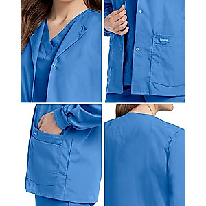 Landau Essentials Relaxed Fit 4-Pocket Snap-Front Scrub Jacket for Women 7525