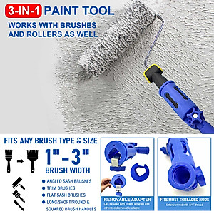 Multi-Angle Paint Brush Extender, Extension Pole Attachments for Paint Brushes and Rollers, with Rotating Head, Great for High Ceilings, Corners, Edges