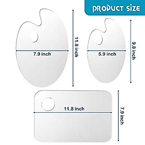 3pcs Acrylic Paint Palette Clear Art Palette for Adults & Kids, Transparent Non-Stick Oil Paint Palette with Protective Kraft for DIY Craft Art Painting Plate