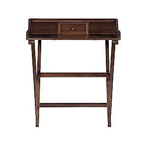 Linon Cade Wood Folding Desk in Antique Walnut Brown