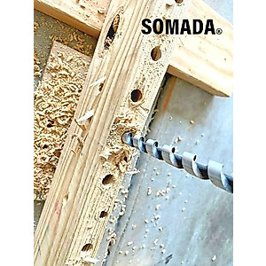 SOMADA 3/4-Inch x 12-Inch Auger Drill Bit for Wood, Hex Shank 3/8-Inch, Ship Auger Long Drill Bit for Soft and Hard Wood, Plastic, Drywall and Composite Materials