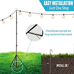 Huamai String Light Poles Outdoor - 8.4FT Flag Light Pole Outside, Backyard Steel Poles for String Lights Hanging Parties Bistro Wedding Garden Patio Lighting Stand