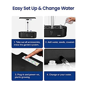 iDOO Hydroponics Growing System, 10 pods Indoor Herb Garden with LED Grow Light, Auto Timer Smart Garden, Water Shortage Alarm, 15'' Height Adjustable, 4.5L Water Tank