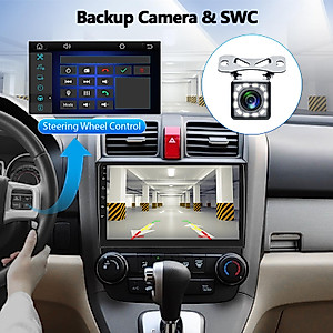 Car Stereo MP5 Player for Honda CRV 2007-2011 Car Radio with Apple Carplay Android Auto Mirror Link, 9" Touch Screen Car Radio with Bluetooth Backup Camera FM SWC Dual USB Input