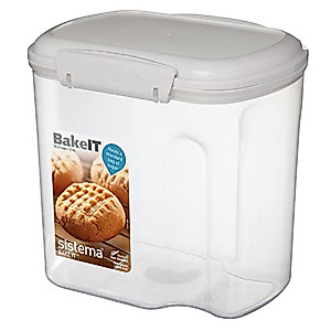 Sistema Flour and Sugar Storage Containers for Pantry with Lids and Measuring Cup, Dishwasher Safe, 10.2-Cup, White